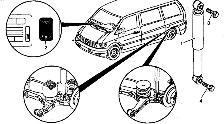 Removal the shock absorber (Mercedes-Benz Vito 1 1996-2003: Chassis ...