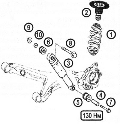 Car rear suspension repair Mercedes-Benz Vito 2 (W639, diesel, 2003-2014)