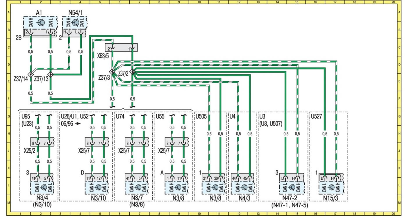 Scheme 12. Engine with CAN data bus (Mercedes-Benz W210 1996-2002 ...