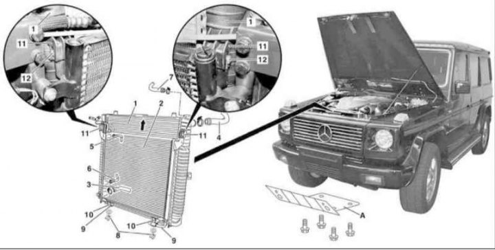 Removal and installation the cooling system radiator (Mercedes-Benz ...
