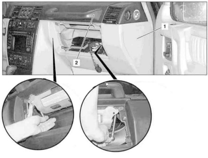 Removal and installation the instrument panel handle (Mercedes-Benz ...