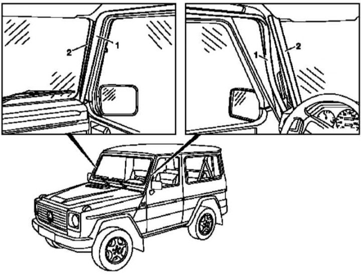 Removal and installation body pillar trim panels (Mercedes-Benz W463 ...