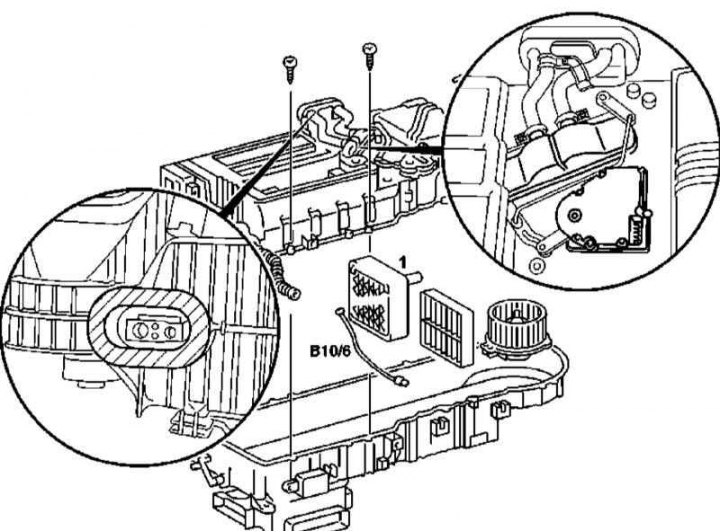 Removal and installation the evaporator temperature sensor (Mercedes ...